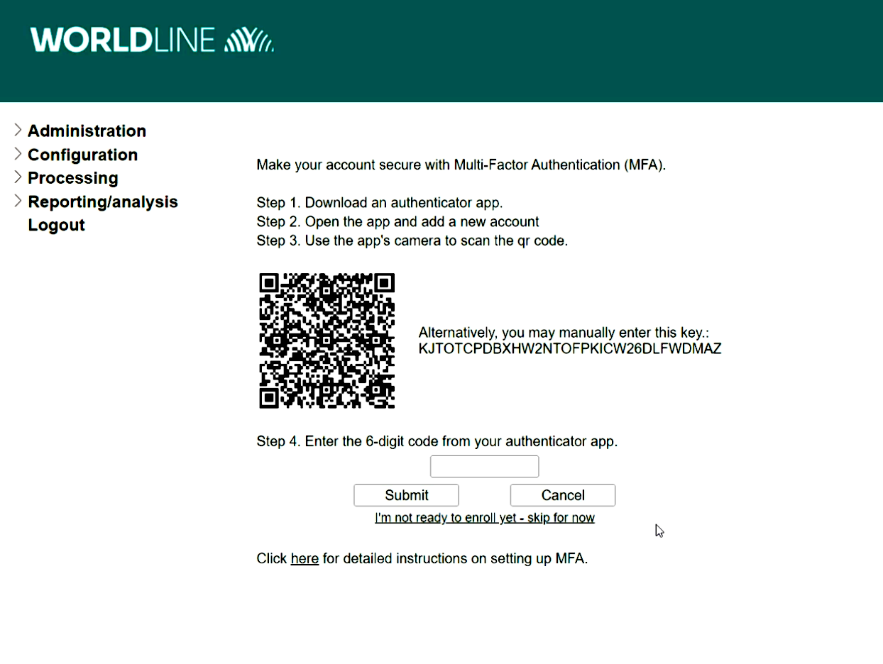How do I secure my account with MFA? – Worldline North America Support